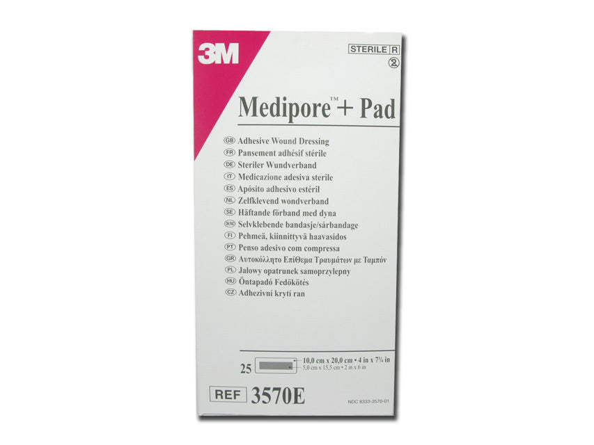 3M 3570E Medipore + Pad Soft Cloth Adhesive Wound Dressing 10cm x 20cm ...