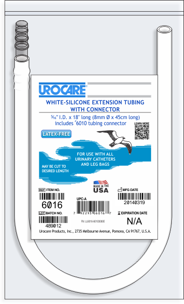 Urocare 6016 White-Silicone Extension Tube, 18" With #6010 Tubing Conn ...